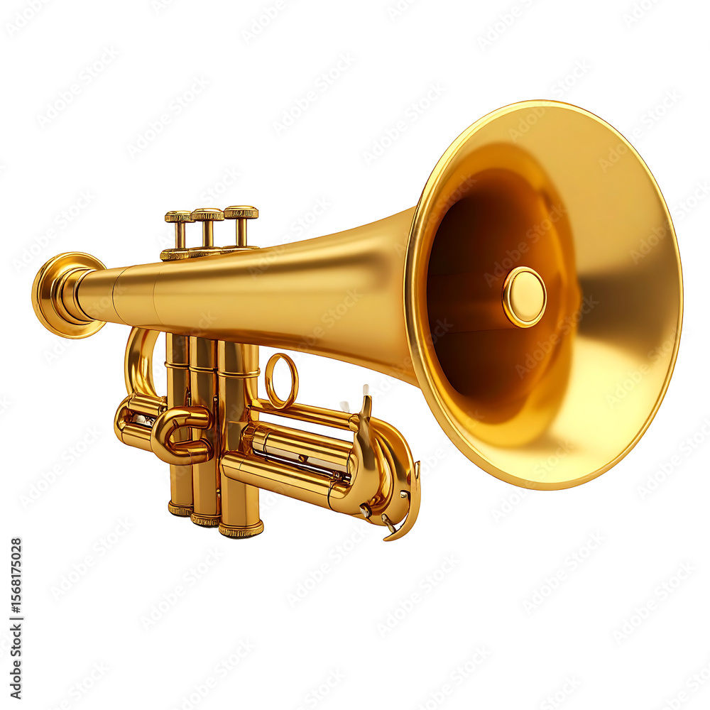 Golden Warhorn Trumpet with Curved Bell End and Matte Finish on ...