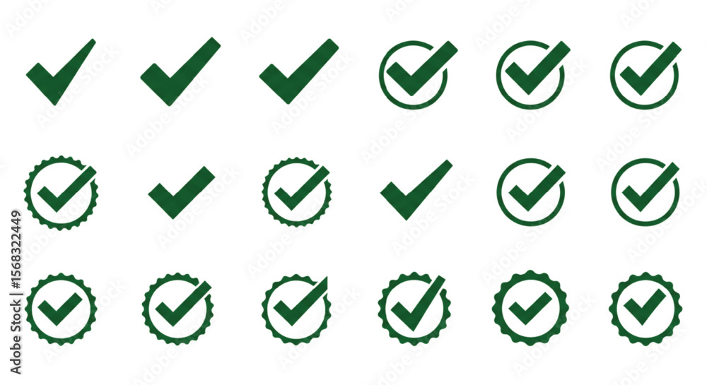 CheckMark vector icon. Set of simple check mark. Green check mark icon ...