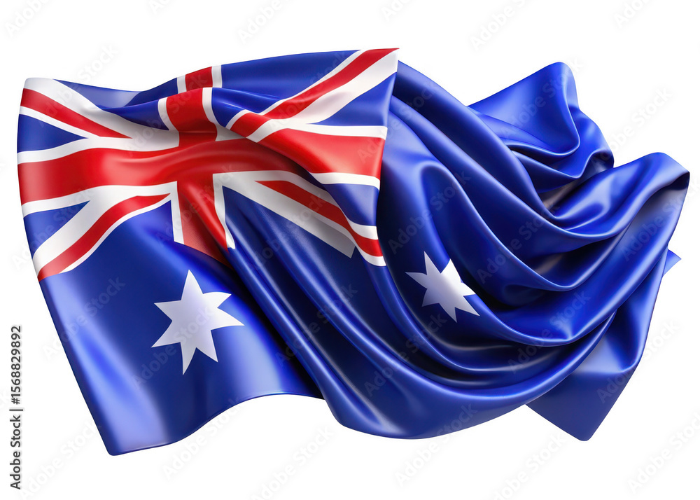 Australian flag waving majestically isolated on transparent background ...