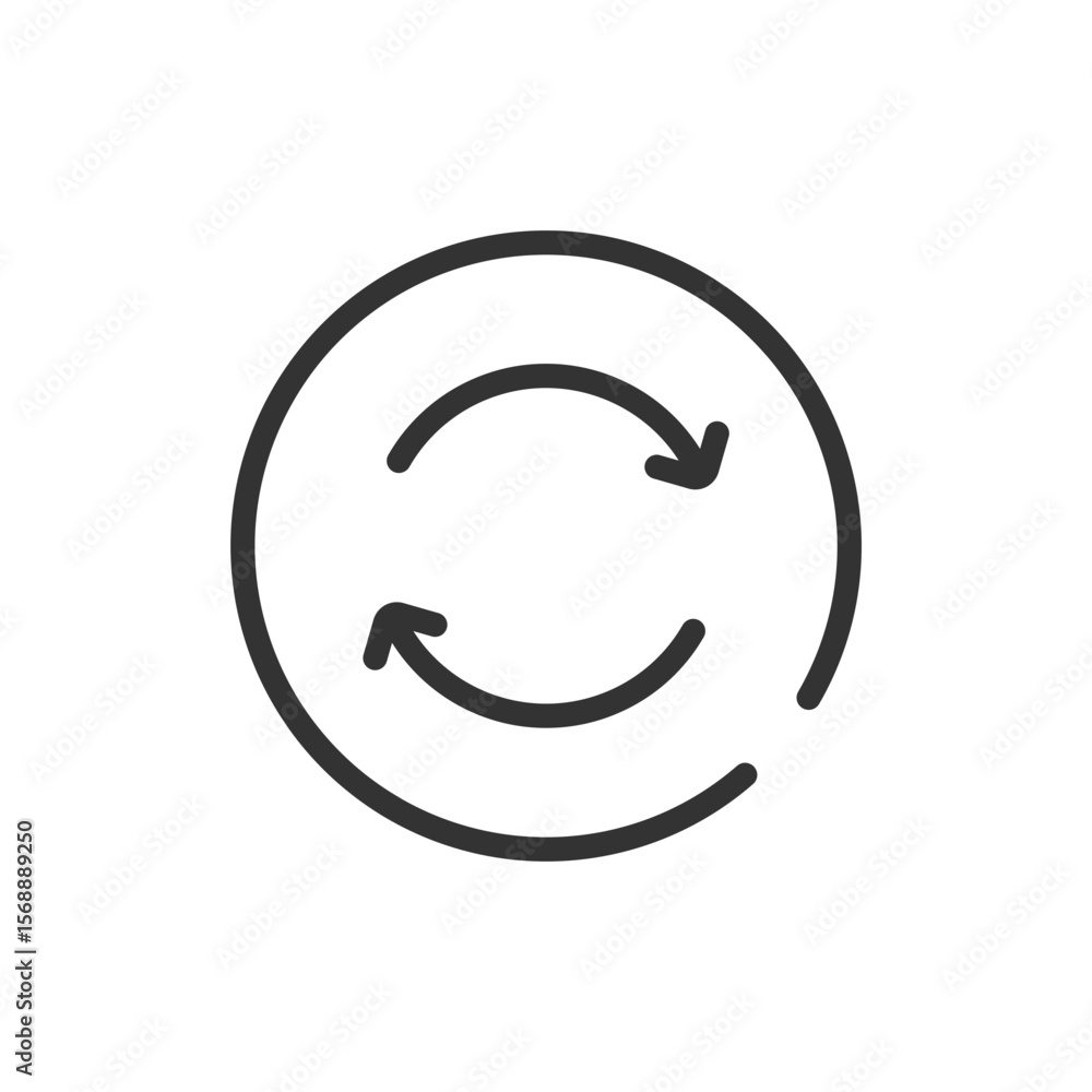 Circular outline with two curved arrows pointing in opposite directions ...