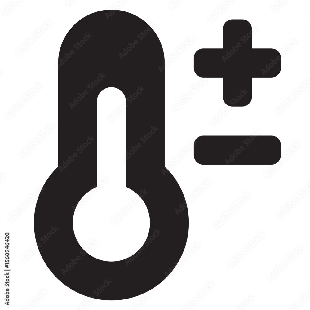 Black silhouette temperature design with positive and negative symbols ...