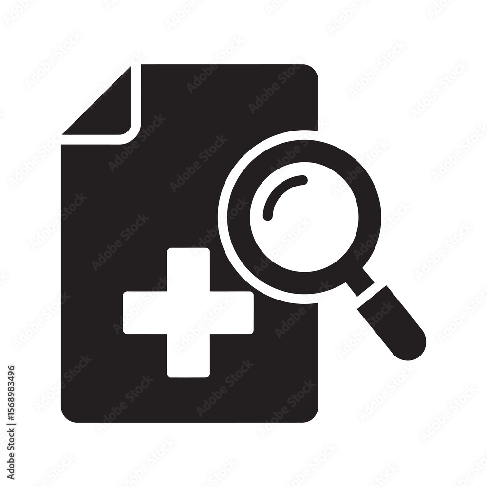 Medical record analysis health inspection icon shows patient file ...