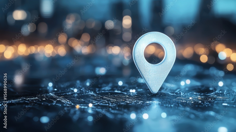 pin Digital Map Icon Map pin icon with location information and address ...