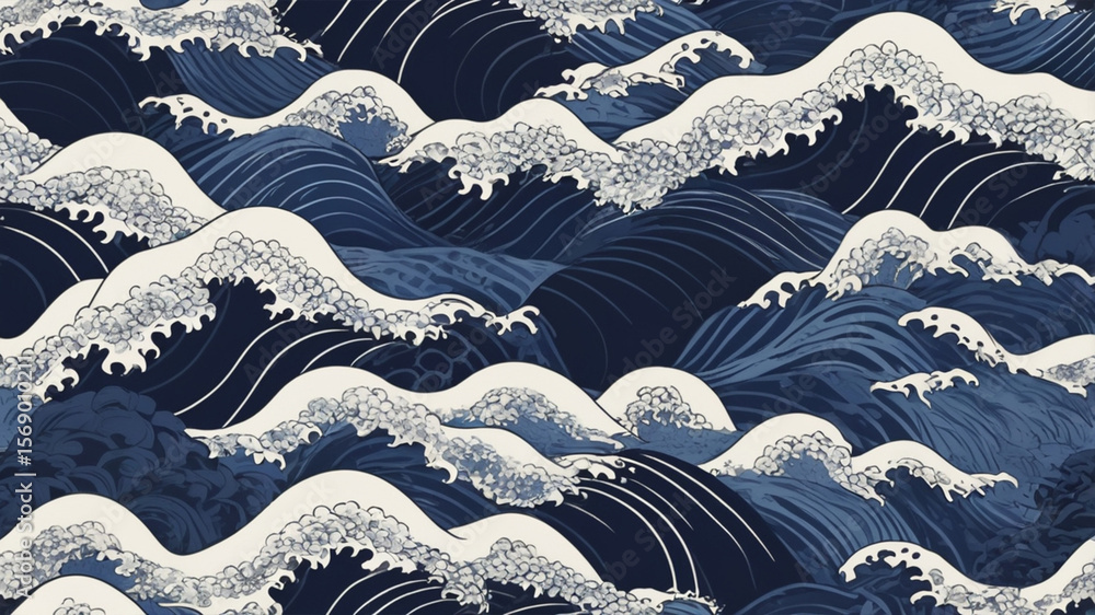 Japanese_Seigaiha_wave_pattern_indigo Stock Illustration | Adobe Stock