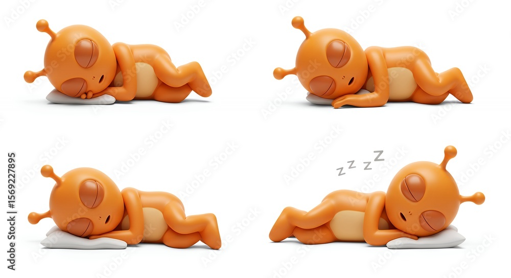 Cartoon alien characters sleeping set Stock Illustration | Adobe Stock