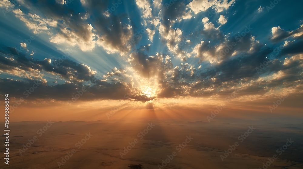 Sunrise over the vast land with dramatic light and shadows / 大地に広がる朝日の光 ...