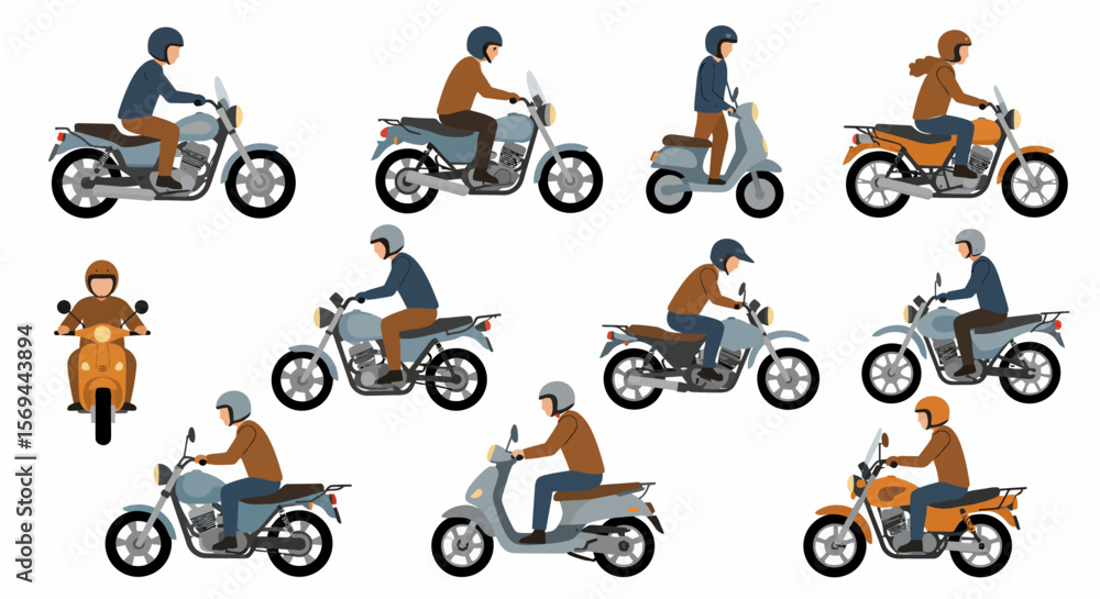 เวกเตอร์ Stock Vector Illustration of Motorbikes and Scooters with ...