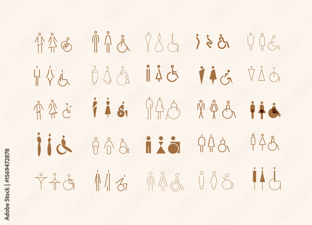 WC icons, stylish and modern design for male, female, accessible ...