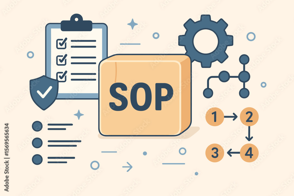 SOP Standard Operating Procedure concept. Business process, workflow ...