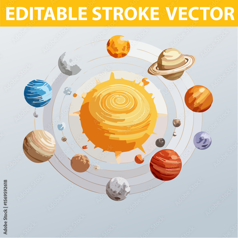 Stock-Vektorgrafik „The Solar System consists of the Sun and all the ...