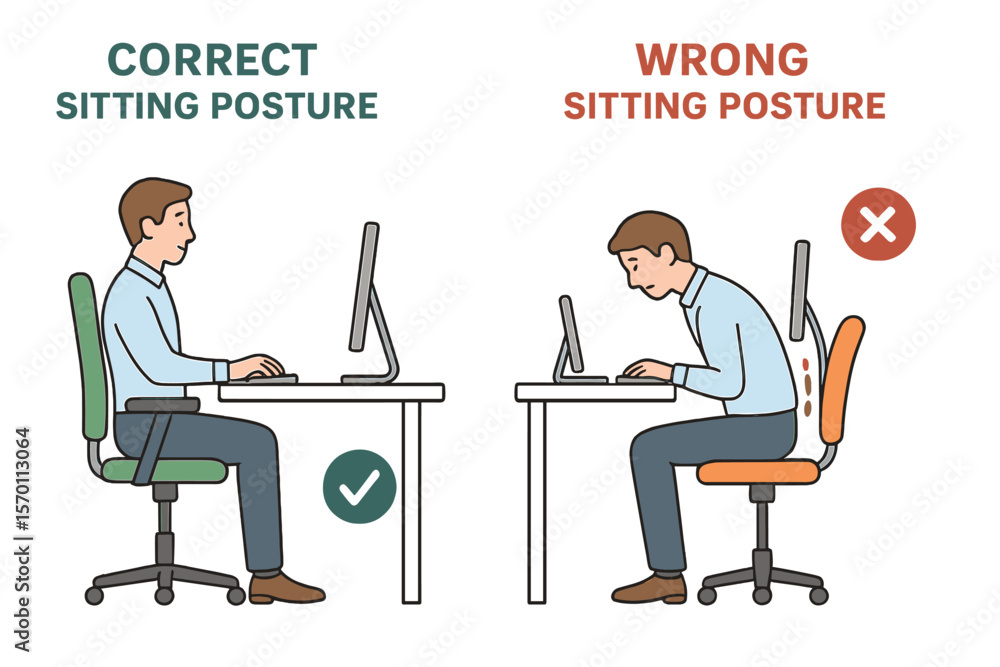 Proper and improper sitting positions and their impact on workplace ...