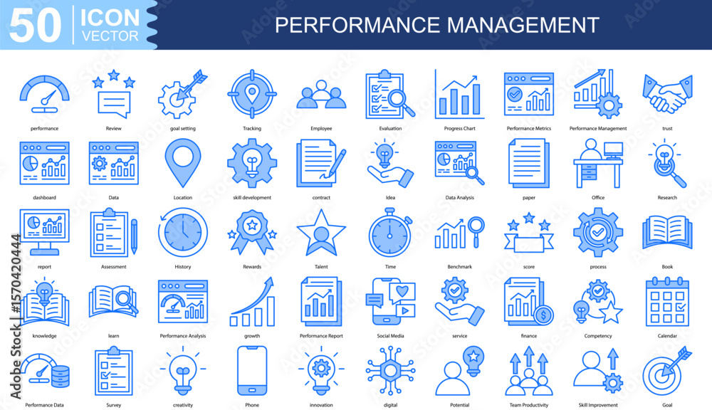 Performance Management icon collection set. Containing performance ...