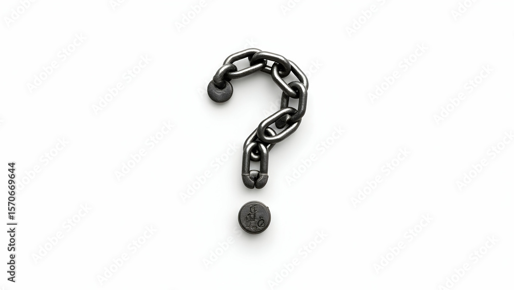 Question icon A question mark made of metal chain, designed in heavy ...