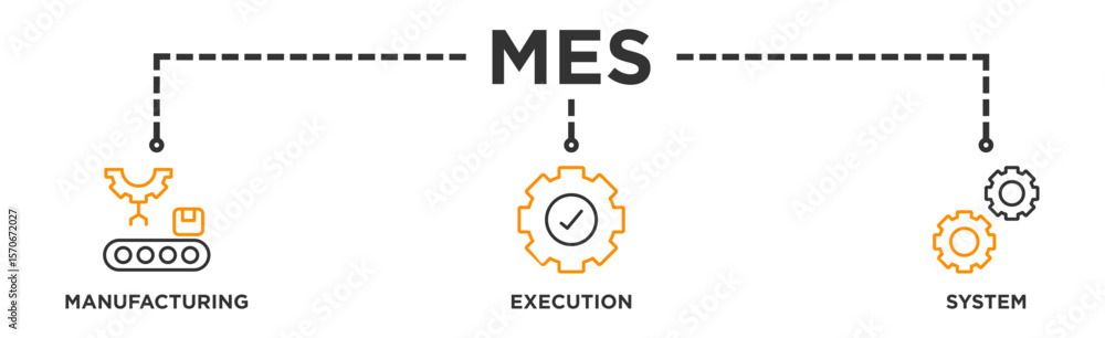 Mes banner web icon vector illustration concept of manufacturing ...