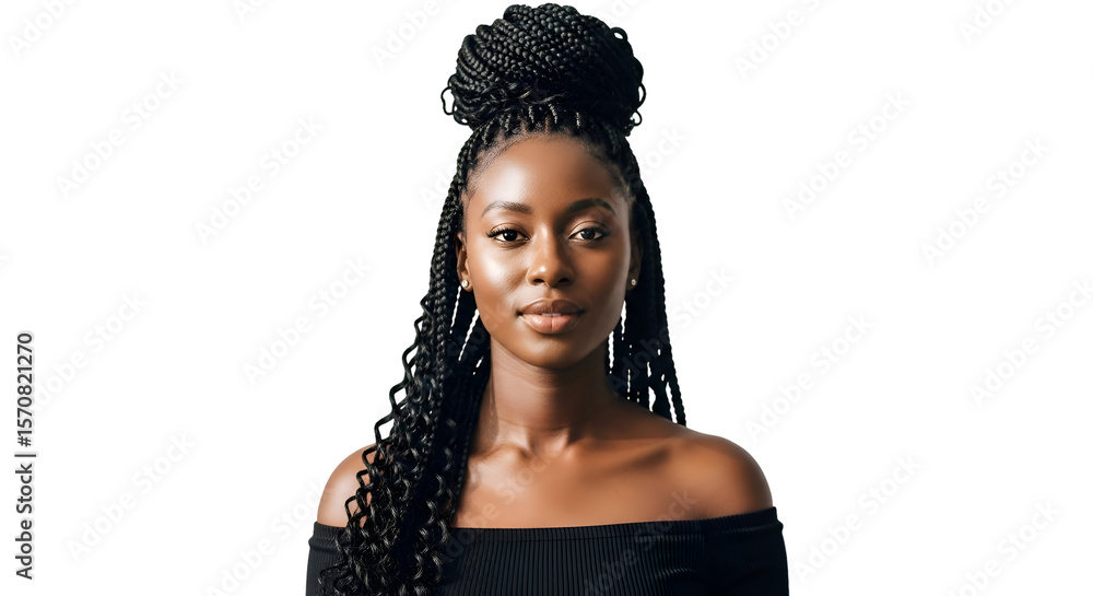 Woman Shows Braids Style with Transparent Background Stock Photo ...
