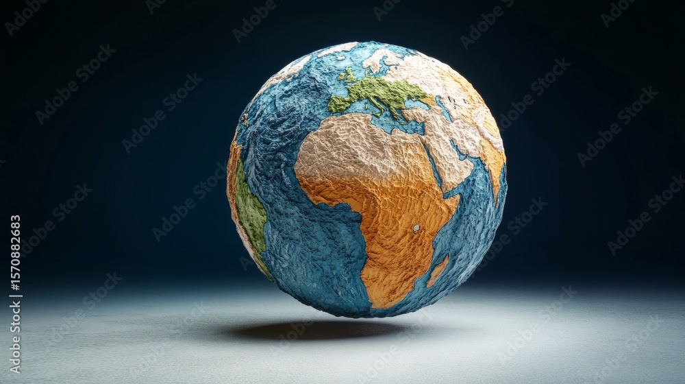 Stock-Foto „High-Resolution Globe Model Showcasing Detailed Textured ...