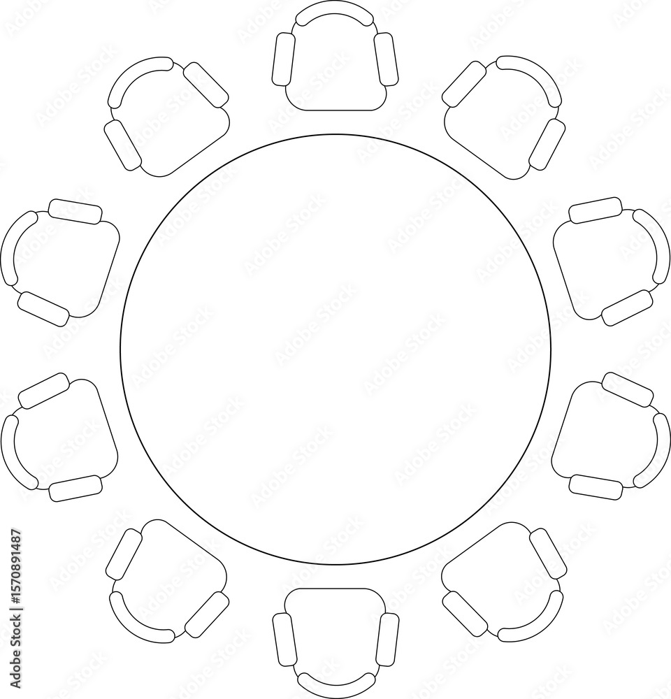 Round Meeting Table & 10 Seating Layouts - Conference Room Floor Plans ...