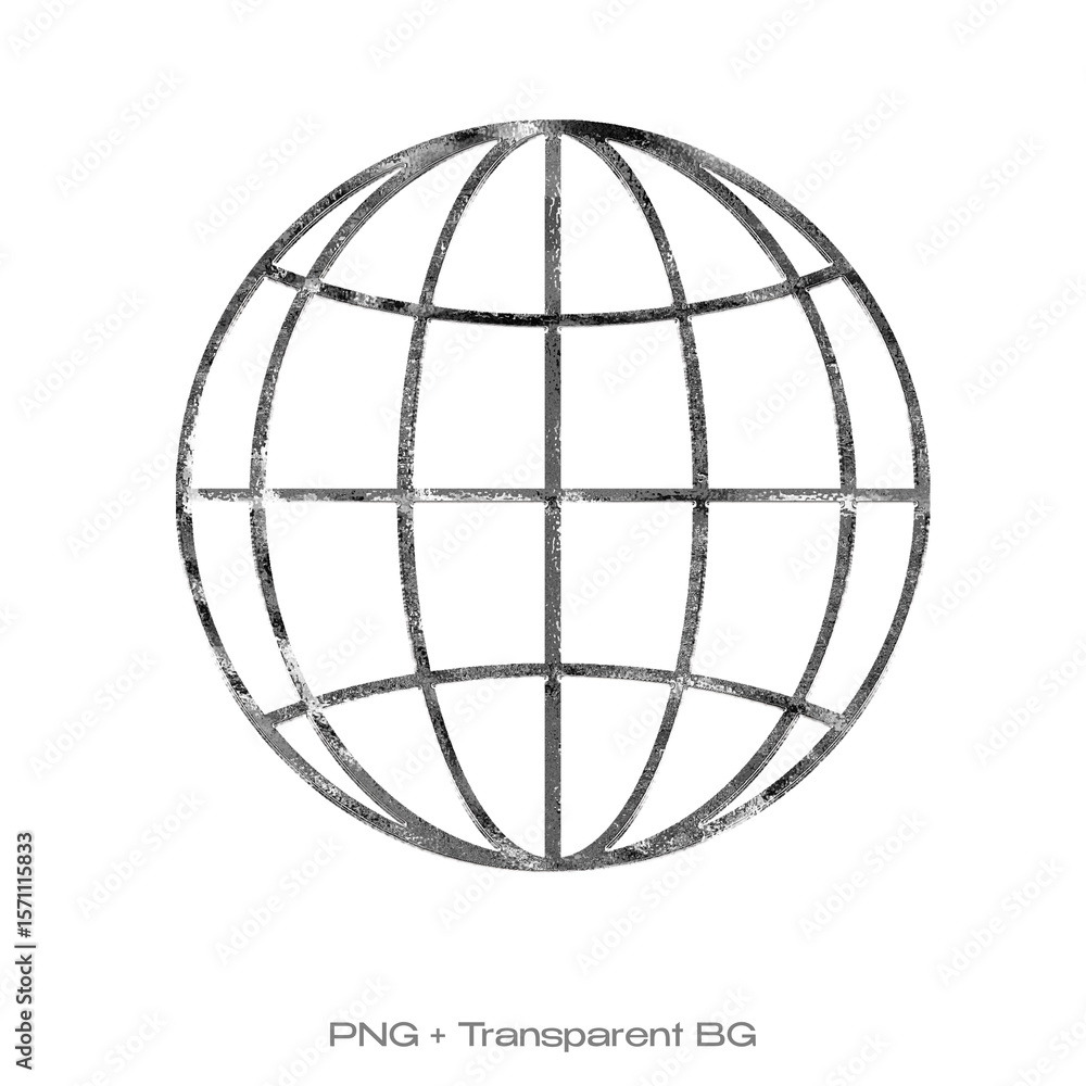Y2K Chrome Grid Sphere — Futuristic PNG Element. Y2K-inspired chrome ...