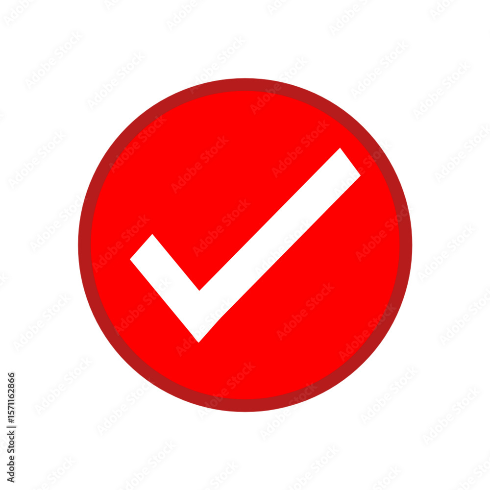 Red Check Mark Symbol Icon – Bold White Tick in Red Circle on Wight ...