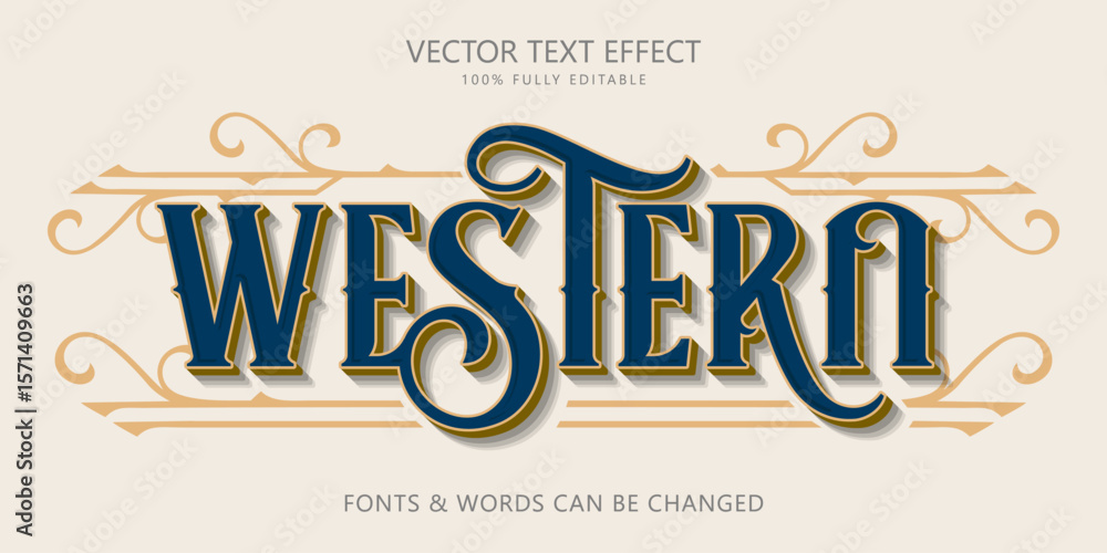 Western editable text effect, Victorian style Stock Vector | Adobe Stock