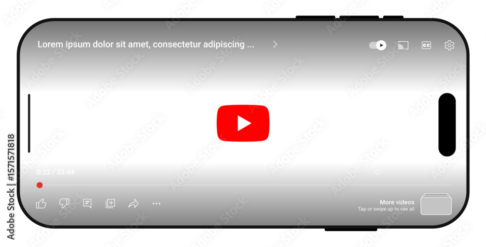 YouTube video player mockup with playback controls and mobile screen ...