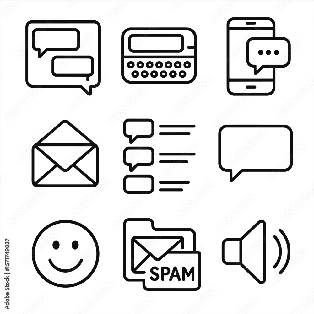 90s Digital Icons. Outline style icons of 90s Digital Communication ...