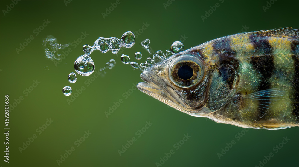 Archerfish spitting water droplet, dynamic splash captured in crisp ...