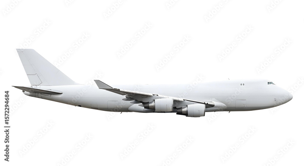 Foto de Stock White Airplane Boeing 747 Cargo Aircraft Right Side View ...