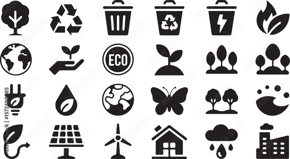 Eco-Friendly Icons A Collection of Sustainable Living Symbols for ...
