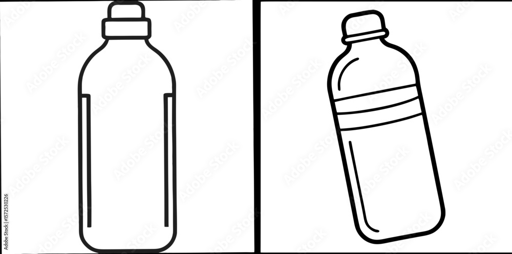 Water Bottle Coloring Book Page – Outline Line Art Reusable Drink ...