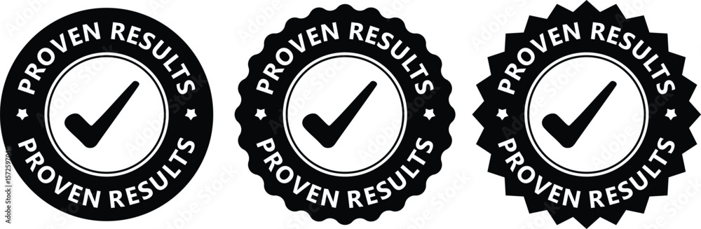 Proven Results Stamps with Check Mark | Guarantee Badges for Success ...