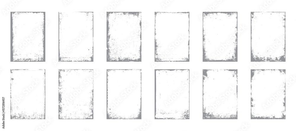 Grunge rectangle frame pack with distressed border textures. Vintage ...