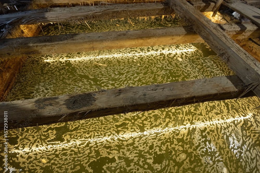 Tanks with salted water on the old Salt Plant in Drogobytch town ...