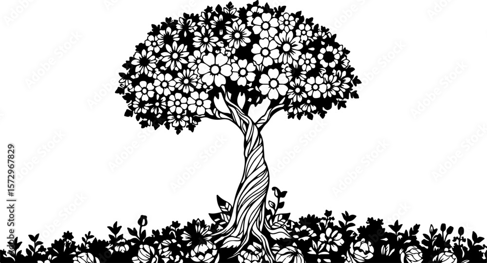 Printable Tree Coloring Page, Tree Coloring Sheet for Kids, Nature Tree ...