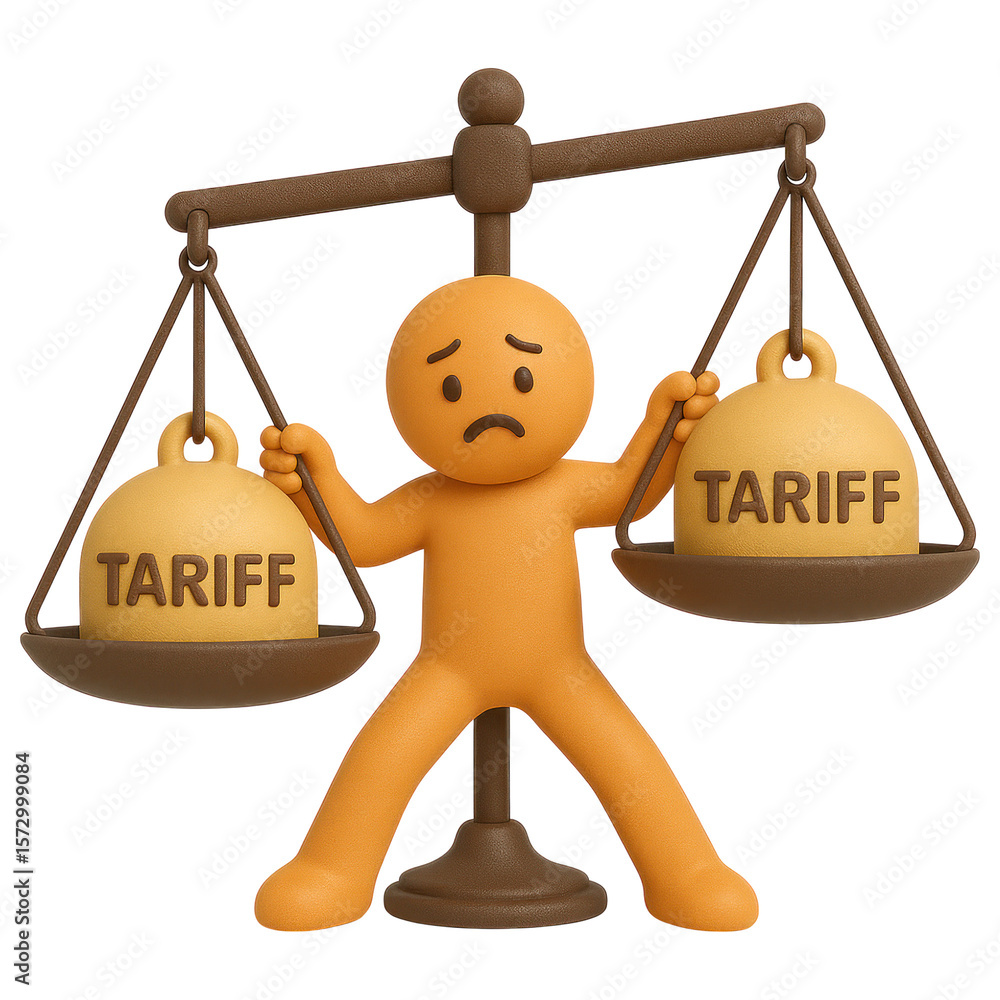Balancing Tariffs Concept with a Cartoon Character Illustrating ...