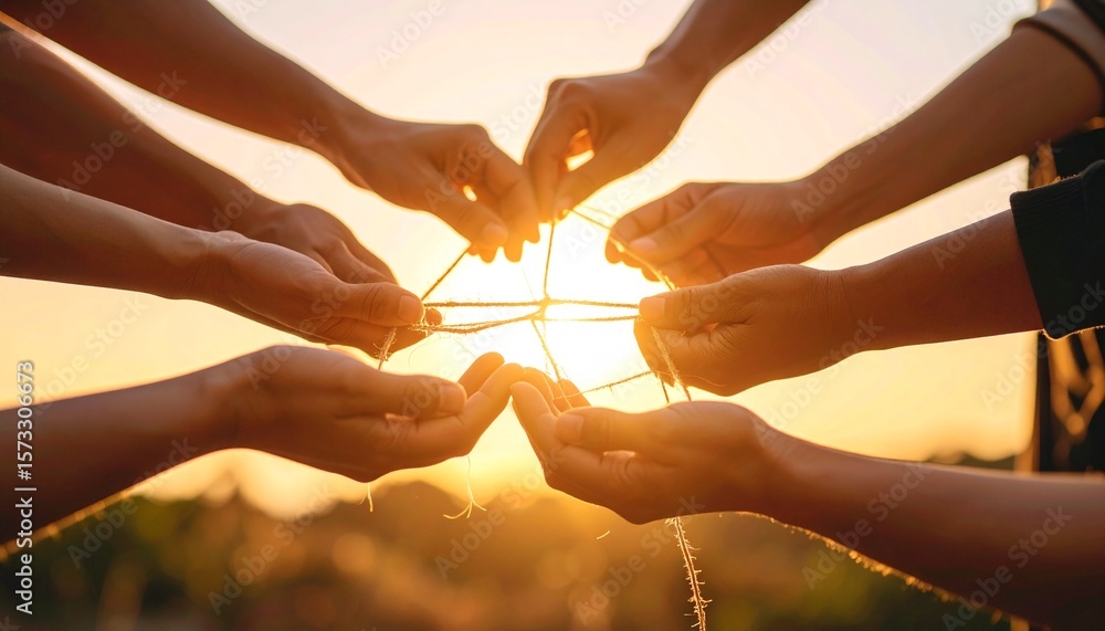 Unity in Harmony: A circle of hands clasped together in a powerful ...