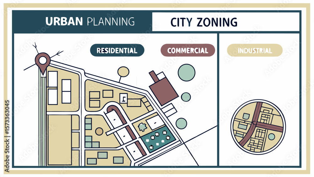 Urban planning and city zoning map for residential commercial and ...
