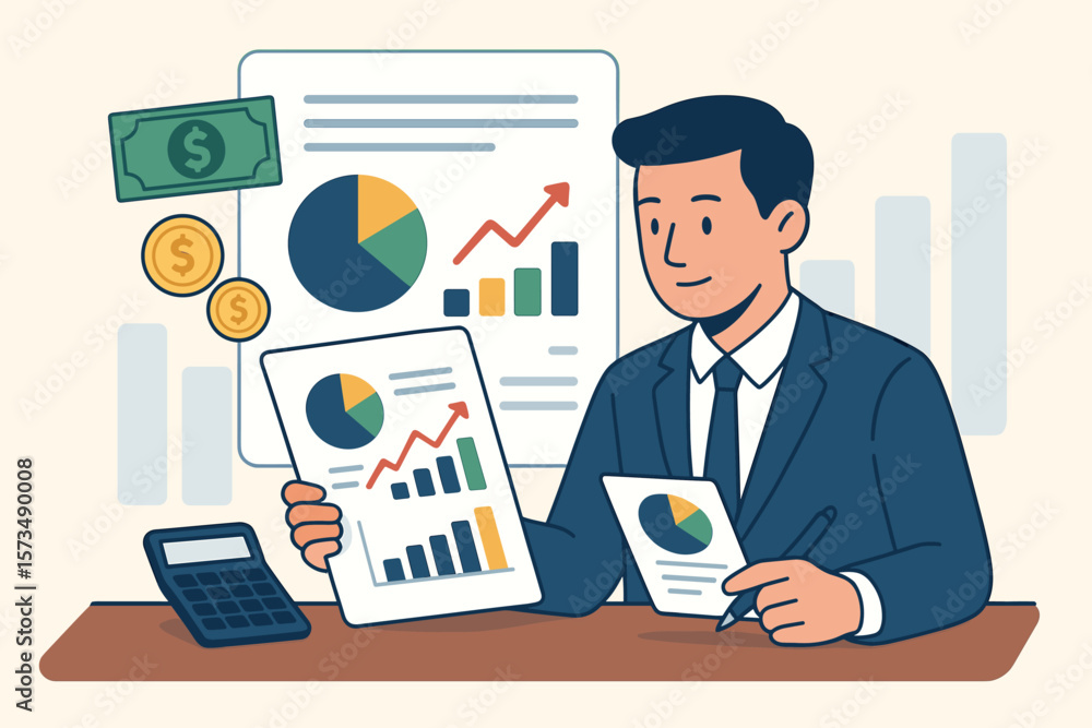 Financial report analysis, profit and loss statement, tax audit chart, budget calculation ...