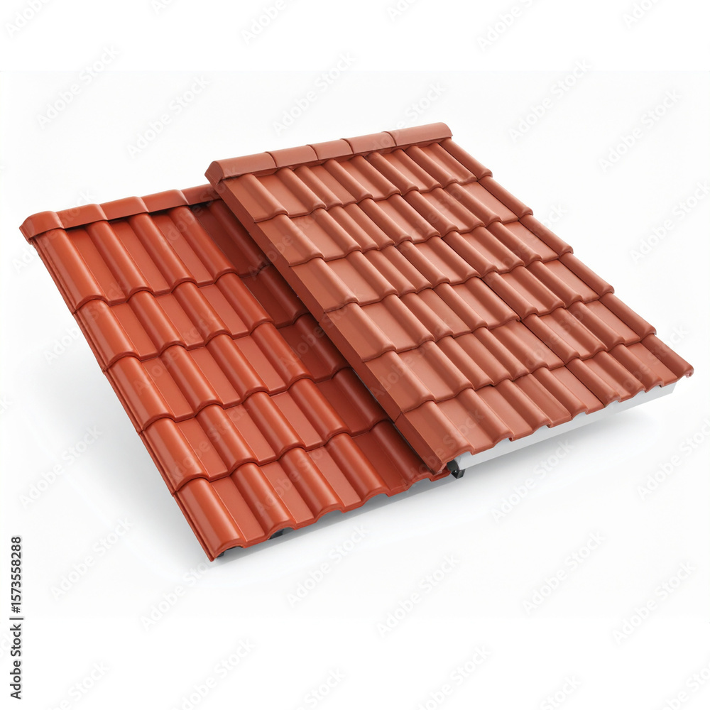 Comparison of two types of terracotta roof tiles showing distinct ...