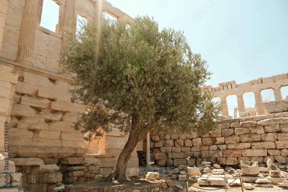 Inside the Erechtheion ancient greek temple on the north side of the ...