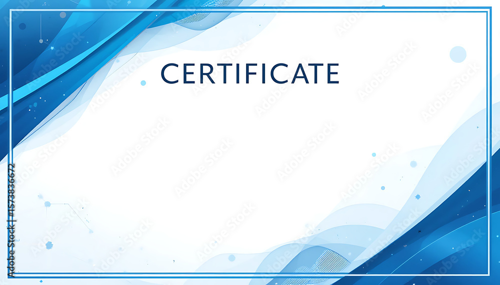 Elegant blue-themed certificate template with abstract wavy patterns ...