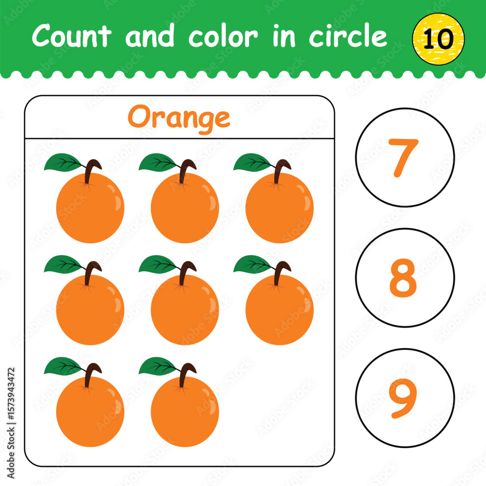 How many orange are there. educational math game for kids. count the ...
