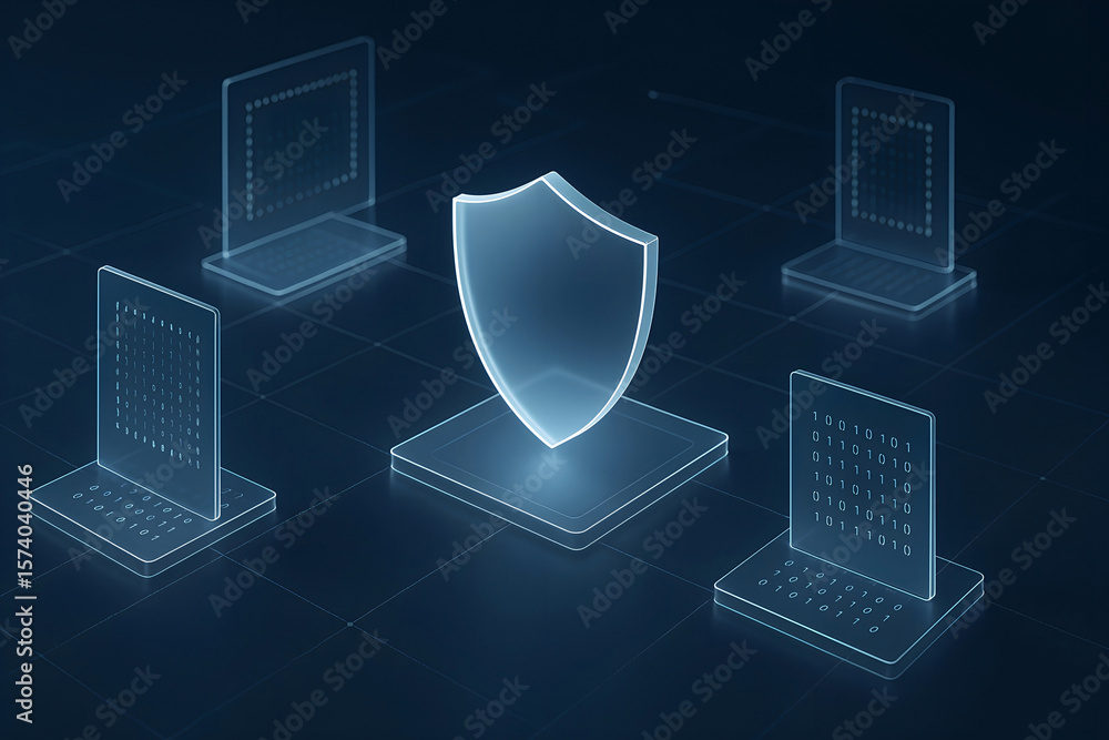 Cyber security concept digital data protection shield and connected ...