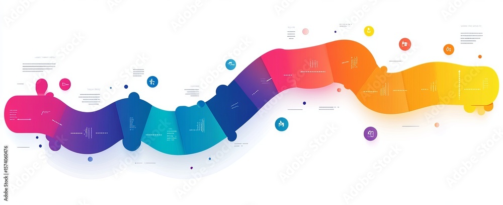 Colorful, wavy infographic showcasing a process or timeline, segmented ...
