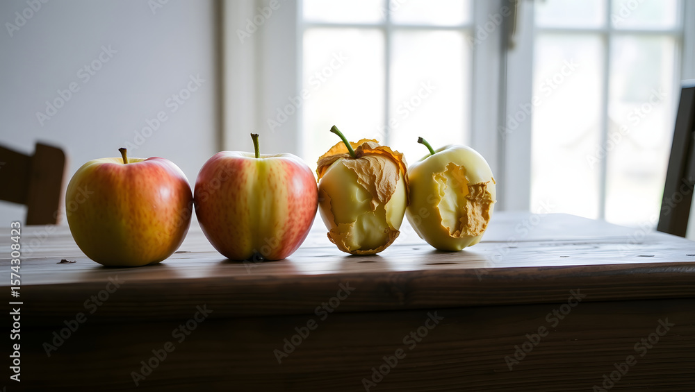 Stages of Apple Decay From Fresh to Rotten, A Visual Guide Stock Photo ...