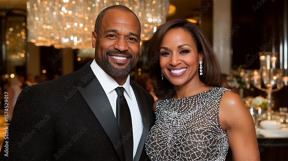Couple posing together at a formal event. Stock Photo | Adobe Stock