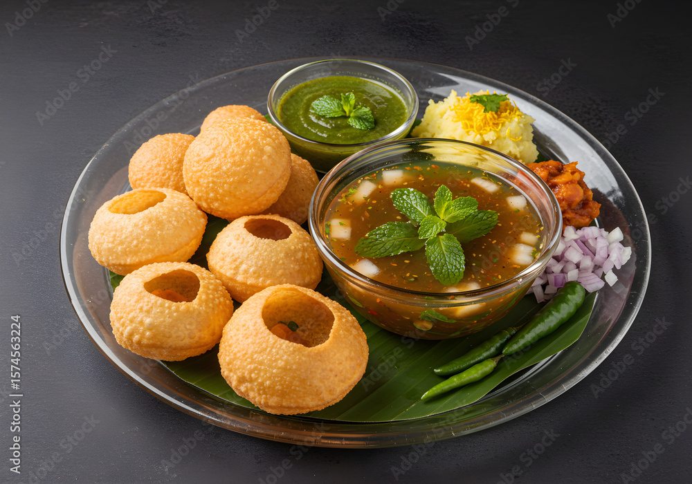 Pani Puri Indian Street Food Platter | Traditional Gol Gappa Appetizer ...