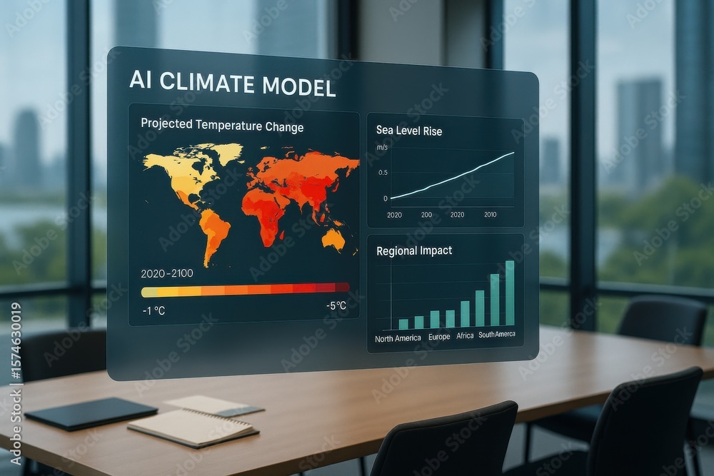 Foto de Stock AI Climate Model Dashboard Showing Global Temperature ...