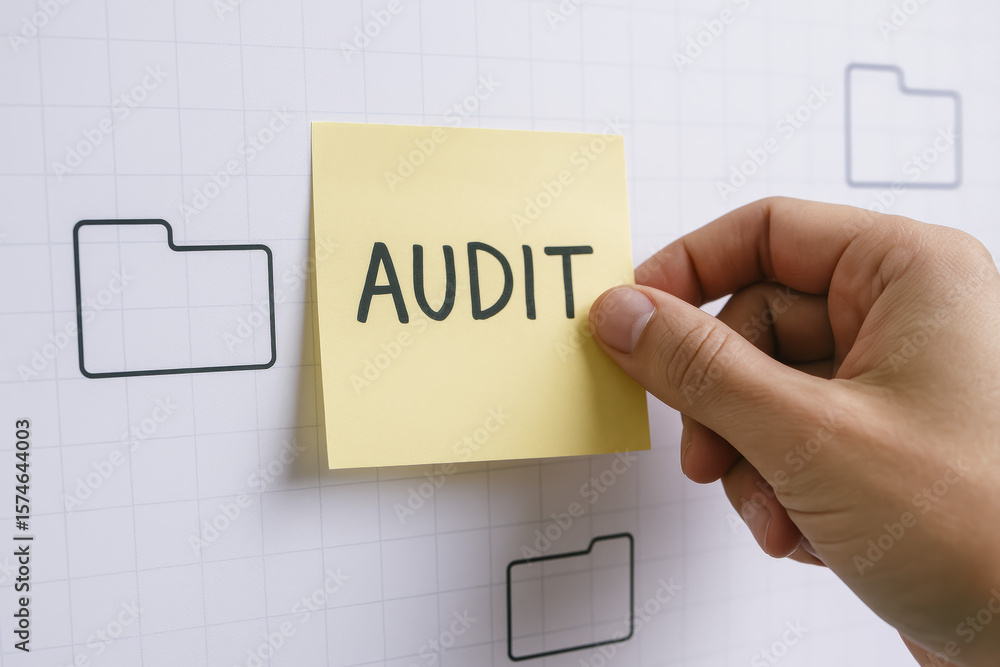 Placing a memo labeled audit onto a digital interface suggests ...