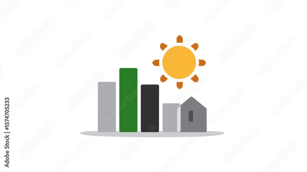 Sunrise over ascending graph bars, a symbol of growth and potential in ...